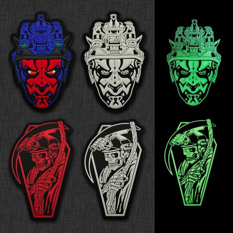 Светящаяся тактическая нашивка из ПВХ, нарукавная повязка в виде маски дьявола, липучка, значок, нашивка на рюкзак
