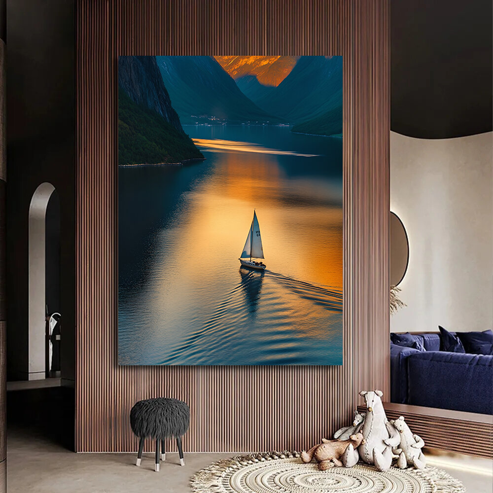 Море / пейзаж, картина море / на стену с парусником, 40х60 см.