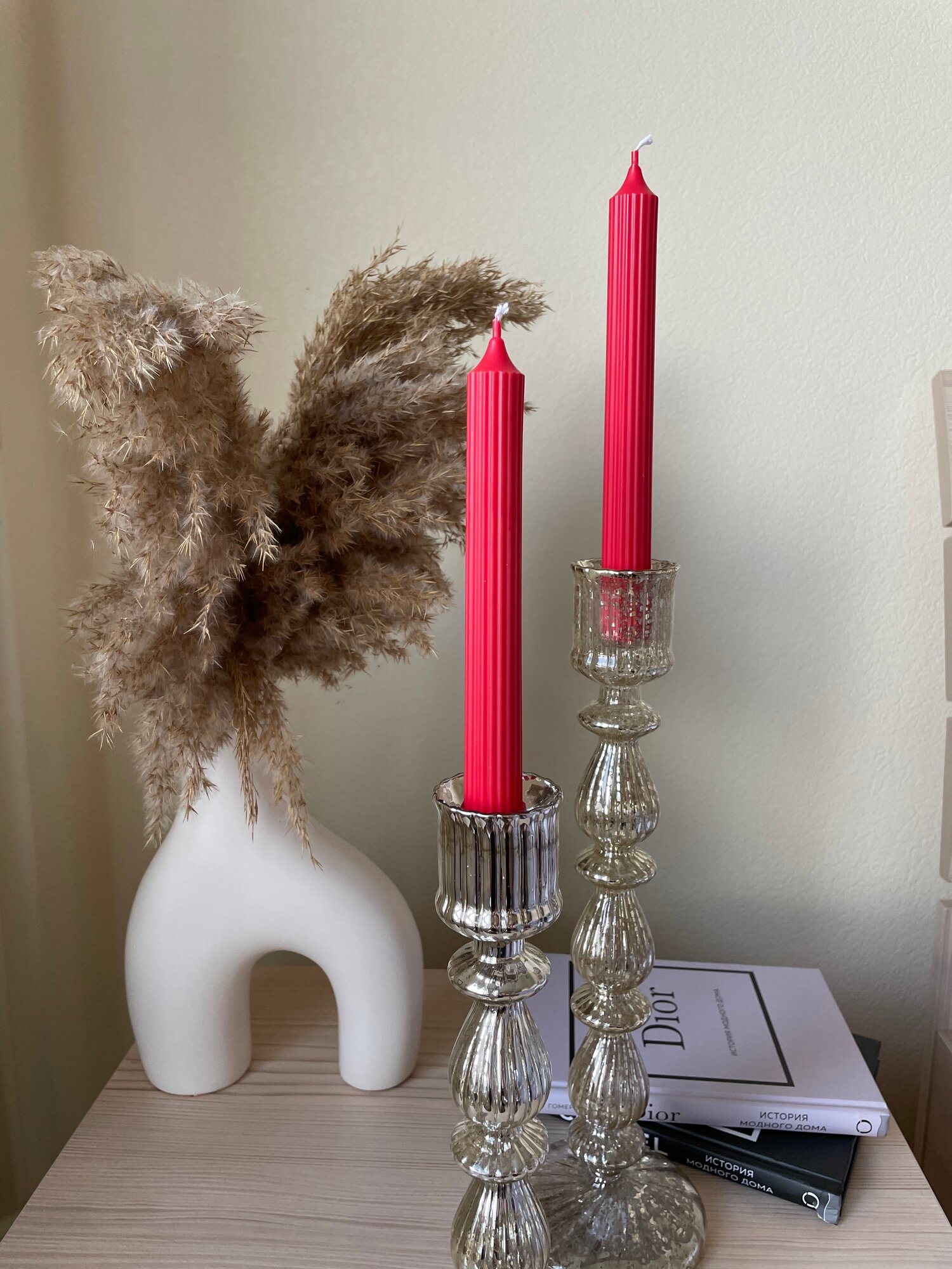 Набор свечей HOME DECO, красные прямые, цилиндрические, 2 шт, 20см