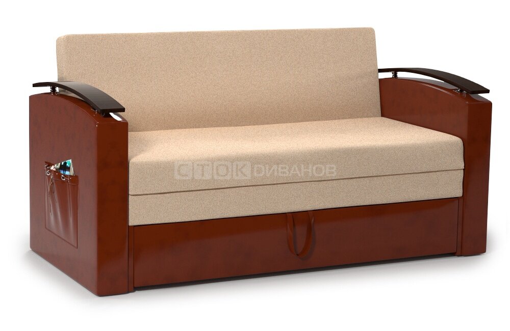 Диван Сток Диванов Брайт Brown коричнеый 160 см, механизм выкатной, с ящиком для хранения