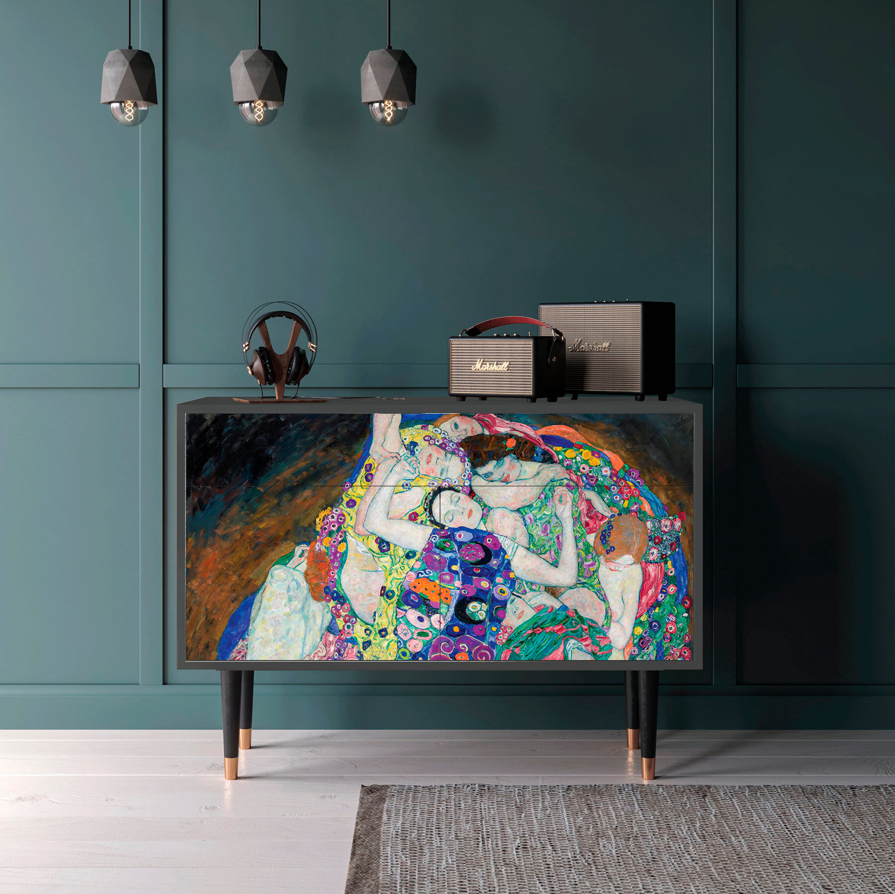 Комод - STORYZ - BS4 The Maiden by Gustav Klimt, Размер - 115 x 85 x 48 см, Цвет корпуса - Антрацит