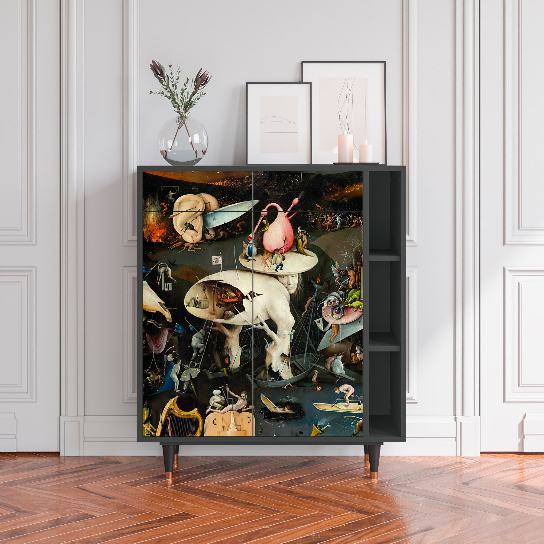Комод - STORYZ - BS6 The Garden of Earthly Delights by Hieronymus Bosch, Размер - 94 x 110 x 41 см, Цвет корпуса - , Антрацит