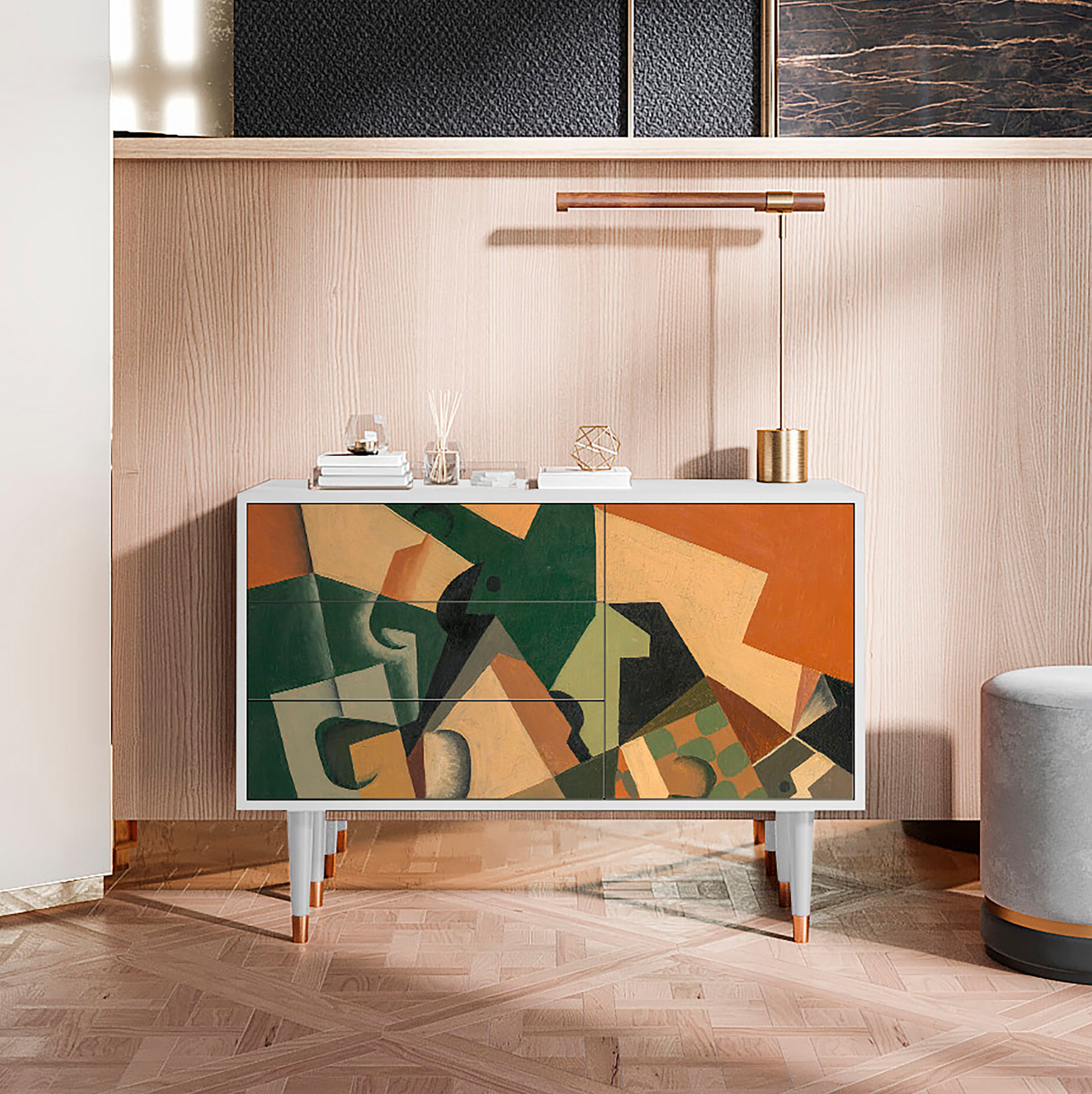 Комод - STORYZ - S3 Glass and Checkerboard by Juan Gris, Размер - 115 x 84 x 41 см, Цвет корпуса - , Белый