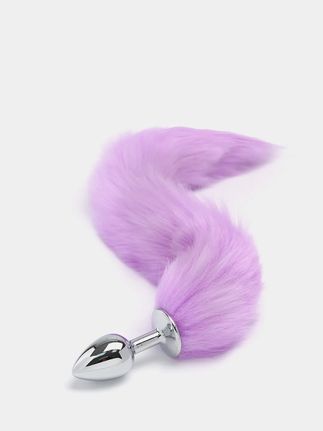 Металлическая анальная пробка с хвостом Сиреневый, 35см