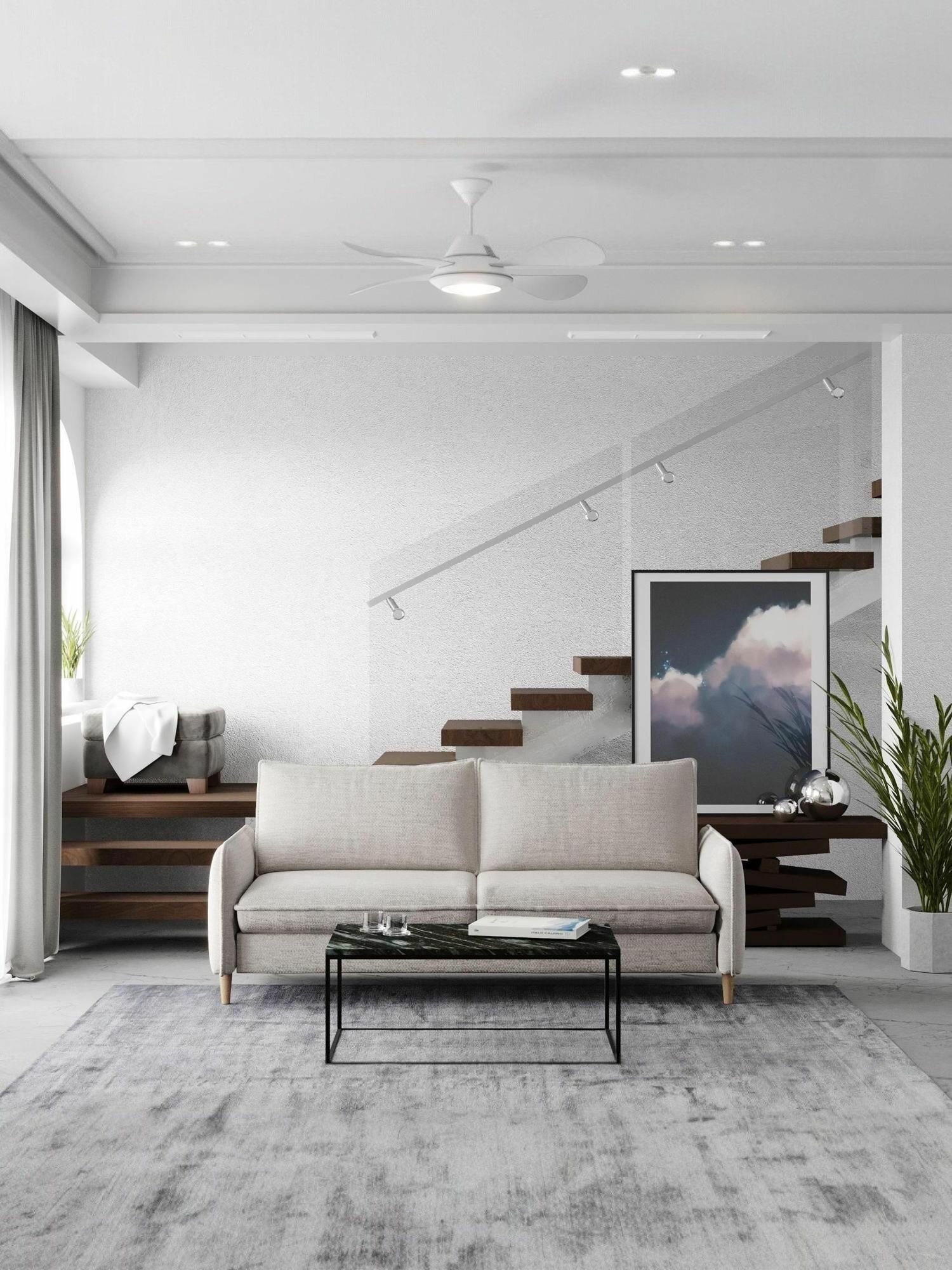 Прямой диван Manons Maison Мальта, раскладной механизм Еврокнижка (Тик-так), Велюр молочный, 215х106х90 см