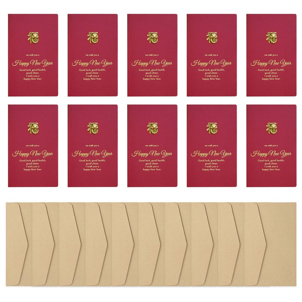 1 упаковка по 10 штук, Новогодняя поздравительная открытка с изображением 2025 мультяшного года Змеи, Гадальная змея С