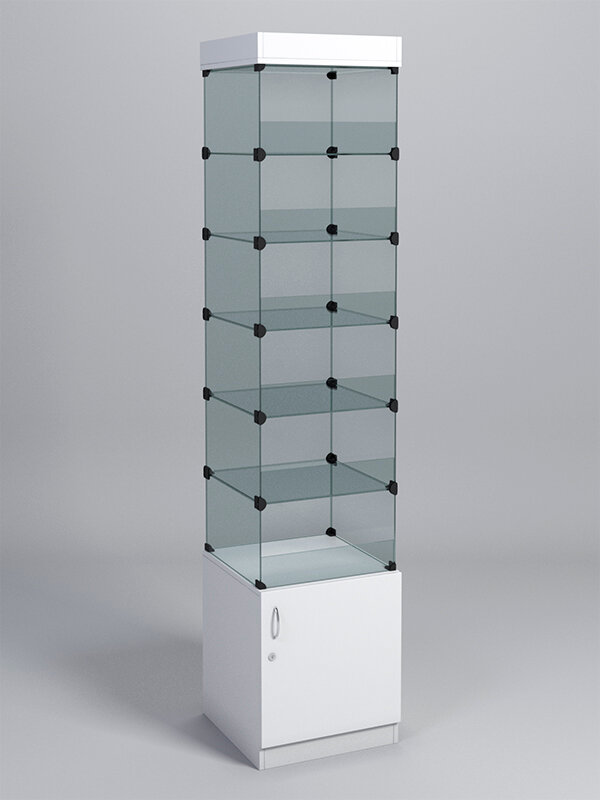 Витрина "КУБ" №502-СТ-КО стаканчик (без дверок, передняя стенка - стекло), Белый