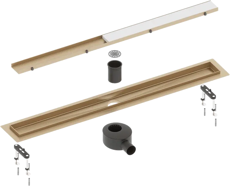 Душевой трап (лоток) Timo Drain Systems DS230207/17 700 двусторонняя панель plate под плитку, золото матовое
