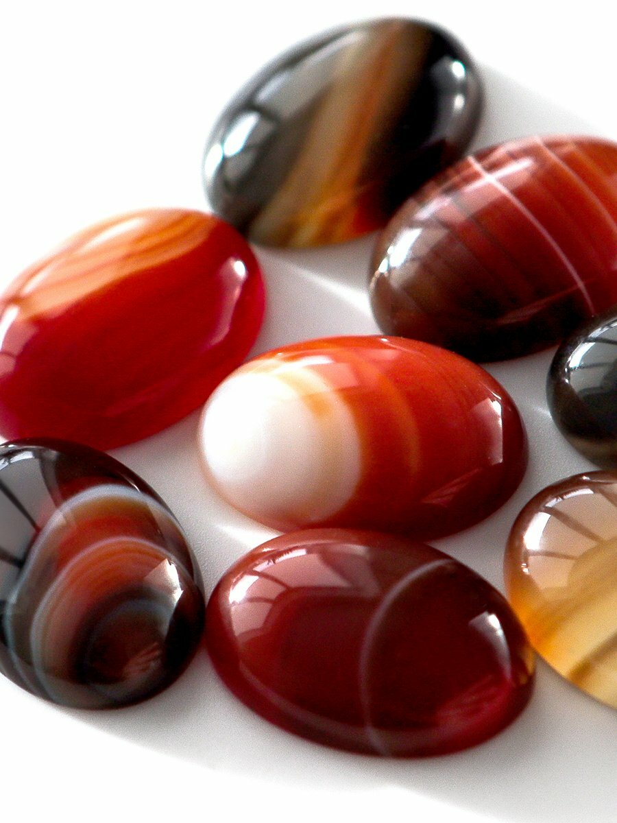 Кабошон Агат 3 шт, овальный, цвет терракотовый, 18x13x7.5 мм