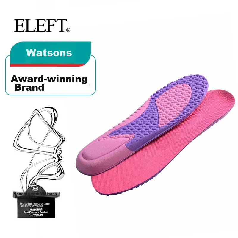 Watsons Award-Winning Brand ELEFT Sports Double Comfort Insoles for Women, Running, Breathable, Sweat-Absorbing, Shock-Absorbing, Cuttable, Rose Red
