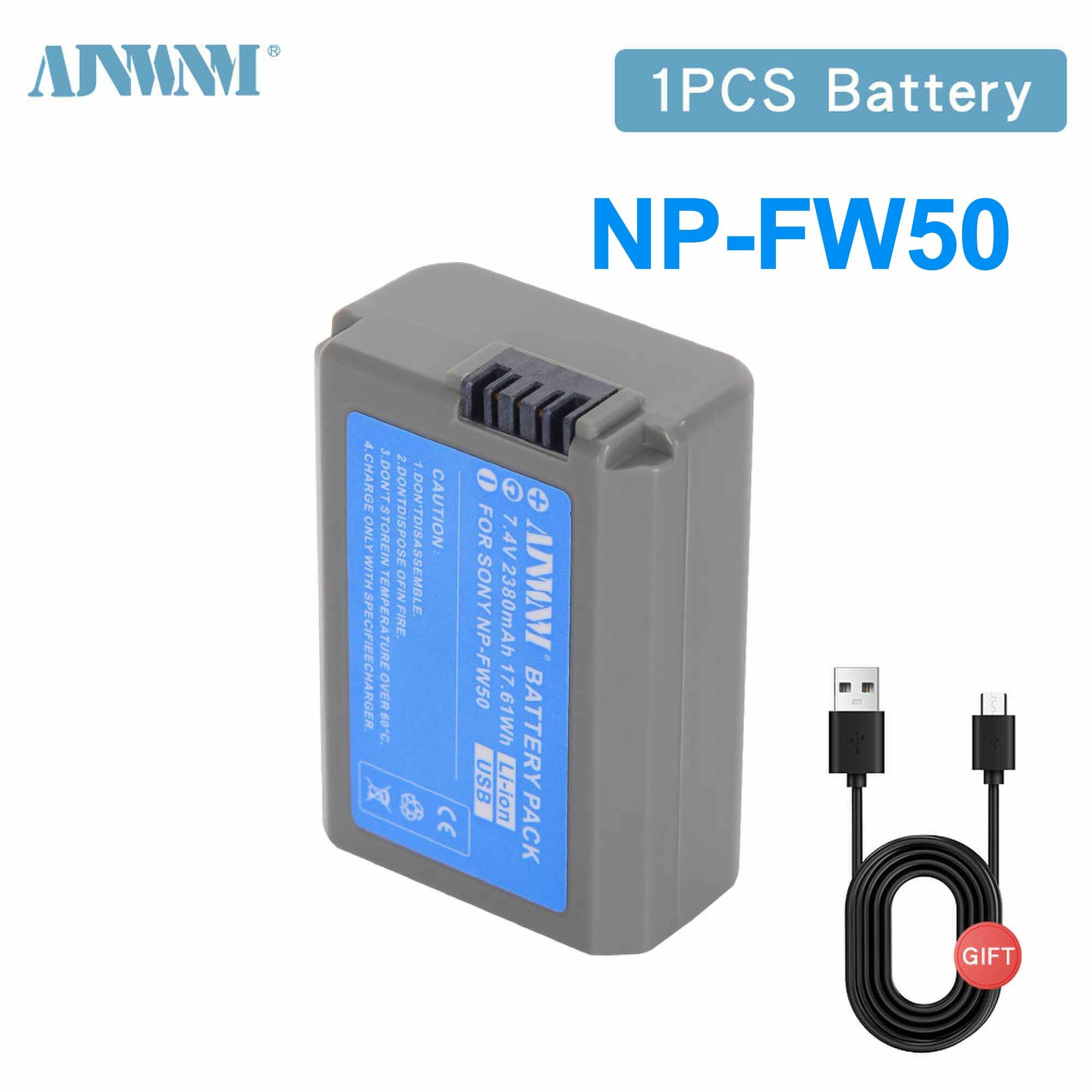 1 штАккумулятор NP-FW50 с USB-входом типа C для Sony ZV-E10 Alpha A6400 A6000 A6300 A6500 A5100 A7 A7II A7RII A7SII A7S