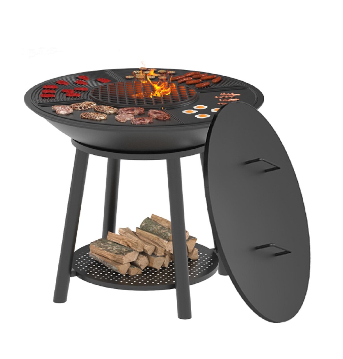 Чугунный Fantastic Grill Везувий Ø 1000 Престиж с крышкой + чугунная плита Gurman