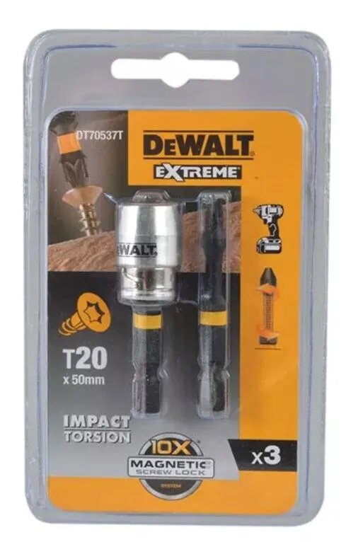 Биты DeWalt DT70537T, T20, 50 мм, c магнитным держателем MAGNETIC SCREW LOCK