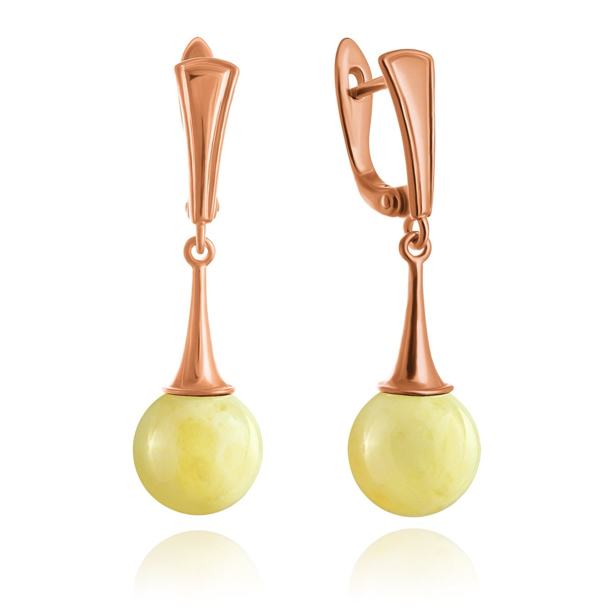 Серьги, серебро, 925 проба, золочение, янтарь