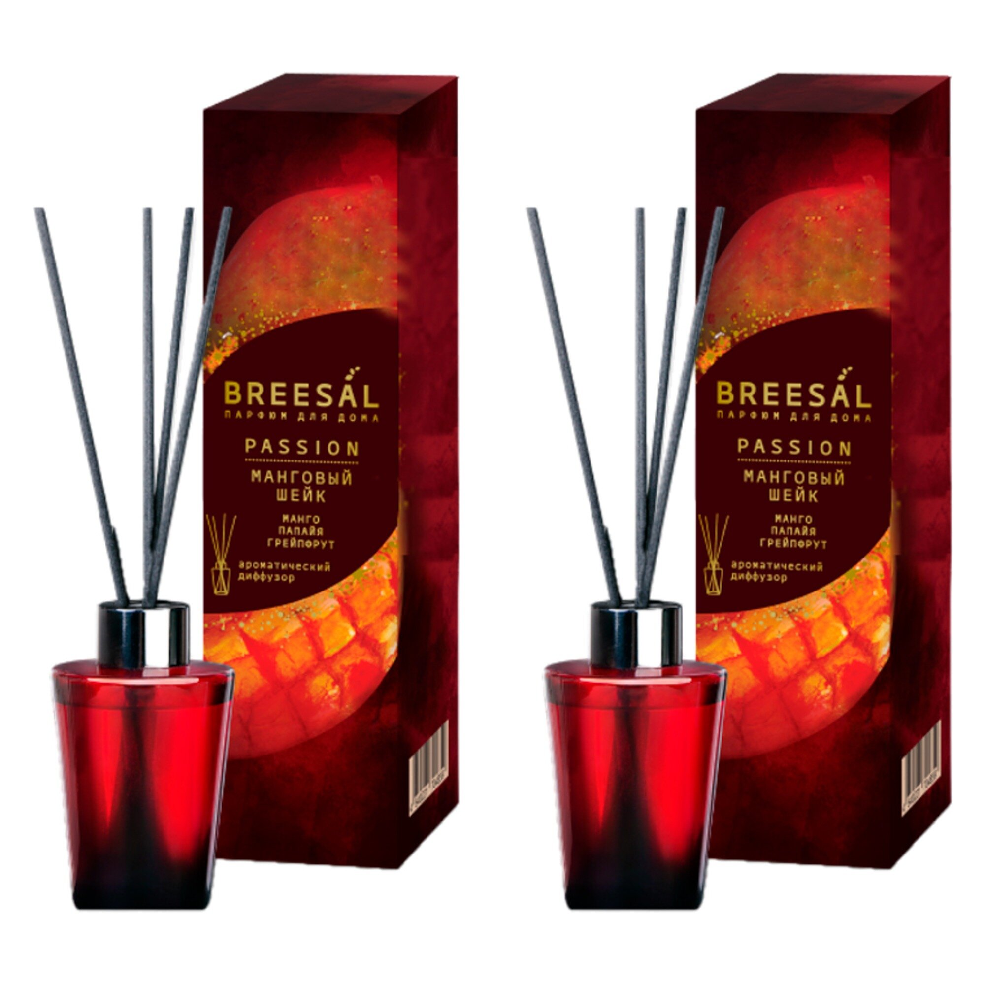 Ароматический диффузор Breesal, Passion, Манговый шейк, 70 мл, 2 шт