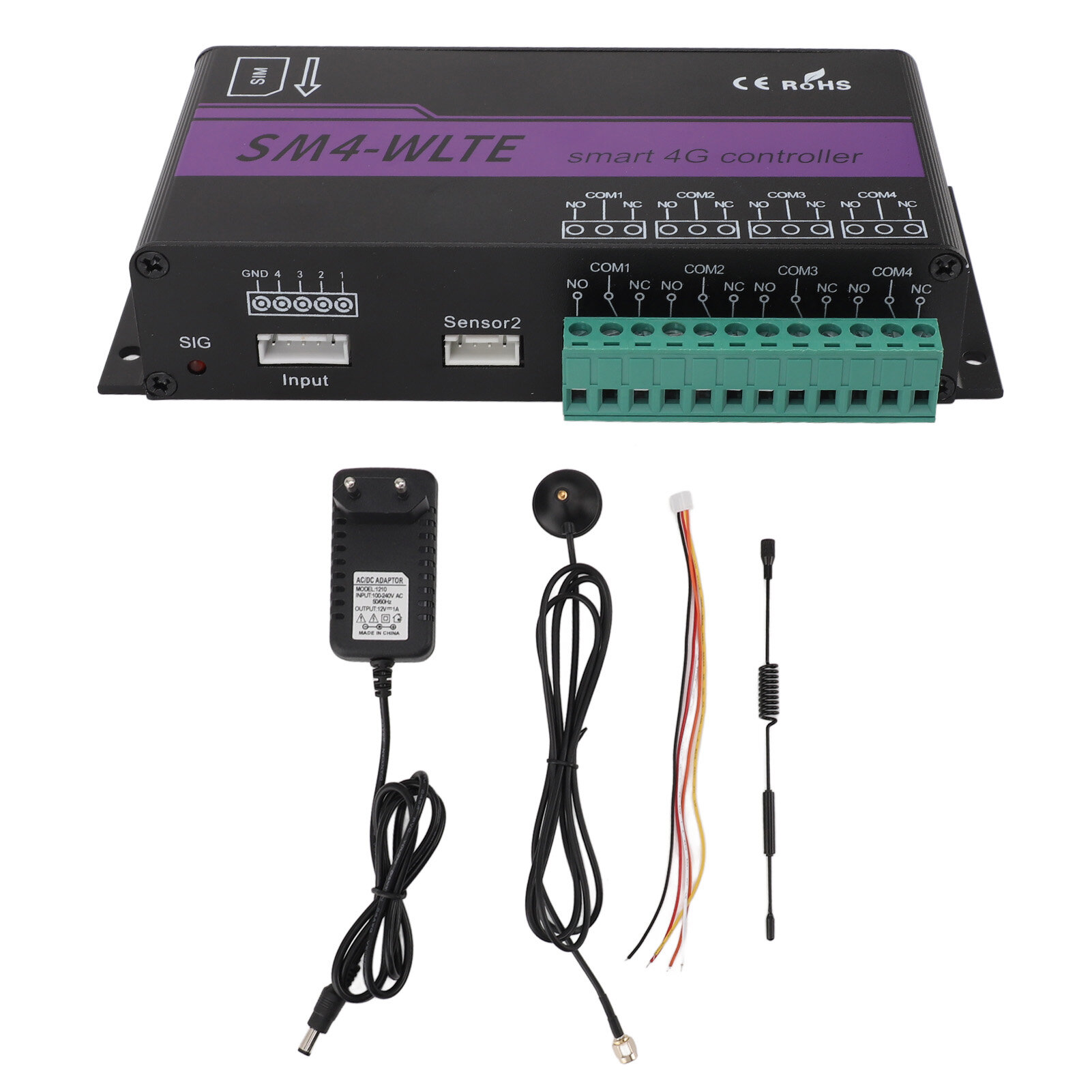 4G 4 канал GSM Remote Relay Switch Switch приложение Web SMS -контроллер тревоги для сбоя влажности температуры.