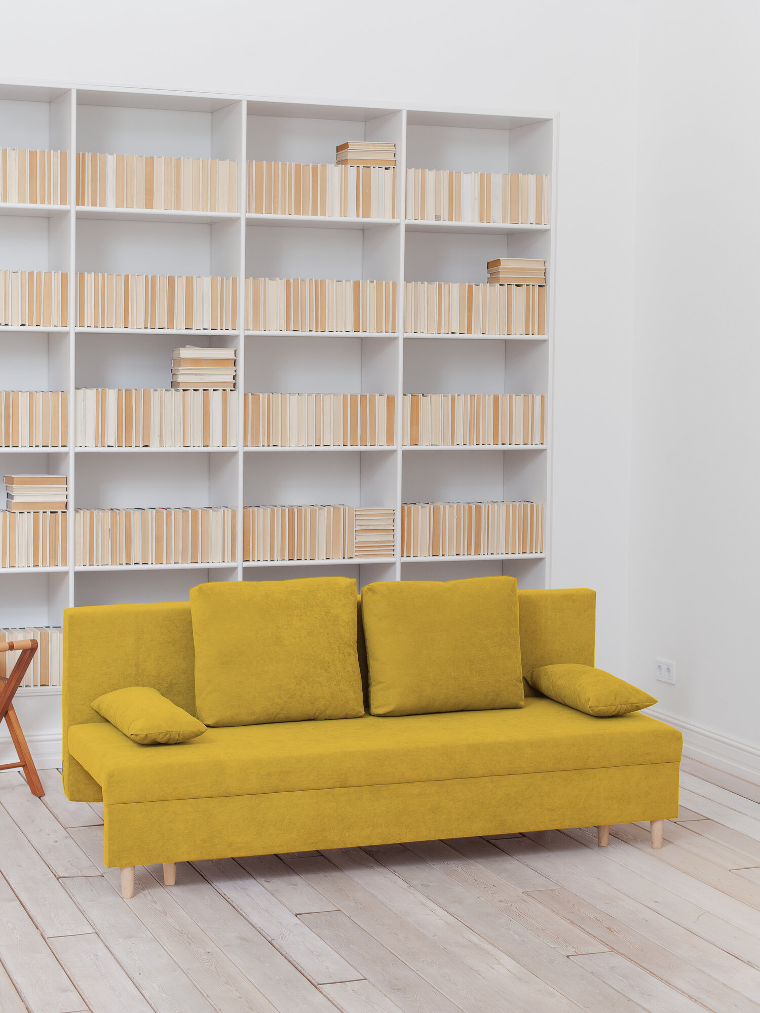 Раскладной диван кровать Токио NEW, механизм еврокнижка, 189х72х84 см, горчичный, прямой диванчик с ящиком для хранения