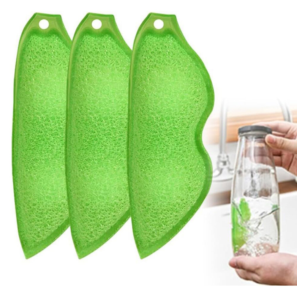 3pcs Bottle Cleaning Sponge Beans-Shaped Cleaner Reuseable Wipes for Small Mouth