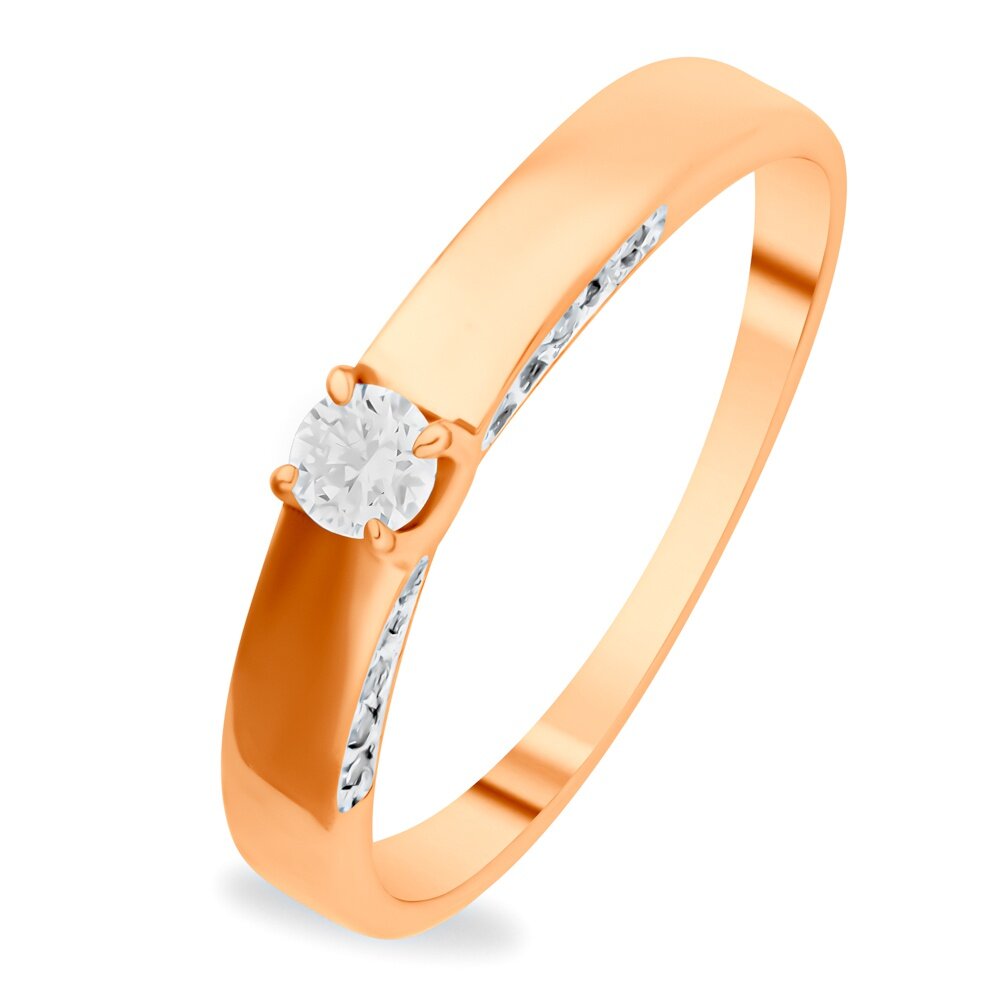 Кольцо, красное золото, 585 проба, родирование, бриллиант