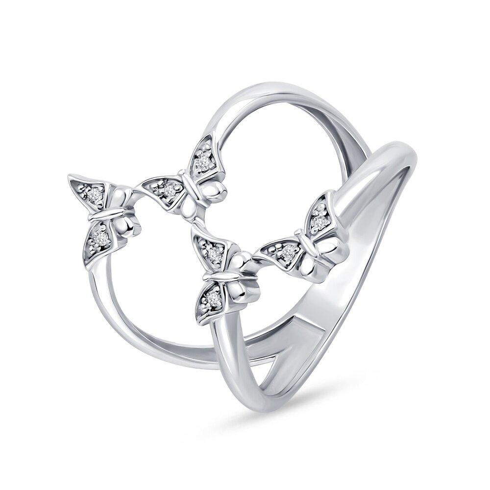 Кольцо, серебро, 925 проба, родирование, фианит