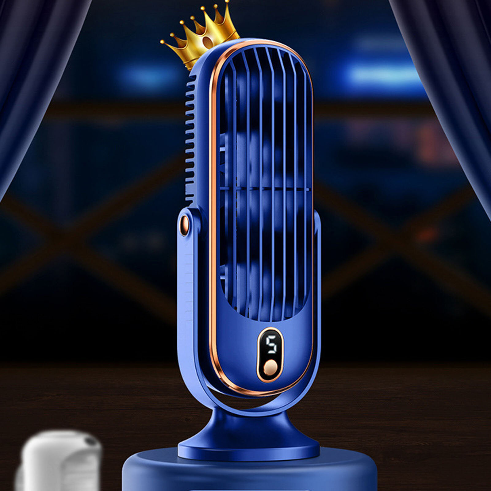 Desktop Fan 1800mah USB Brushless Motor Oscillating 5 Speeds Desk Tower Fan для дома машины офиса Синий 1 шт ABS Metal Parts Lithium 355g 12.5oz с USB Cable