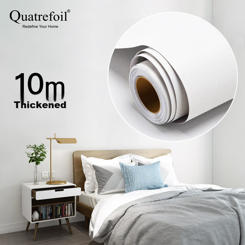 Quatrefoil Self-Adhesive Wallpaper, Thickened Cover for Living Room And Bedroom Renovation, Dormitory Sticker, White, 0.45*10 Meters