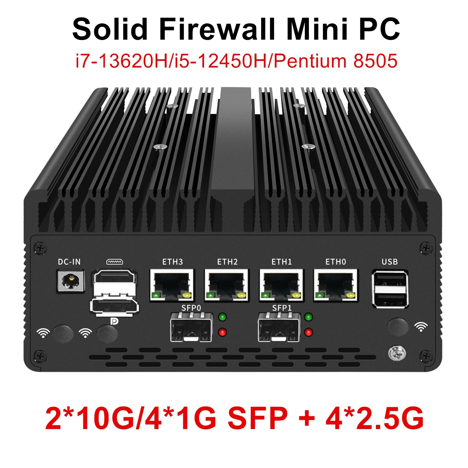 Topton Solid Firewall Мини-ПК Intel i7 13620H i5 12450H No Ram No Storage, 8505 2x10G SFP