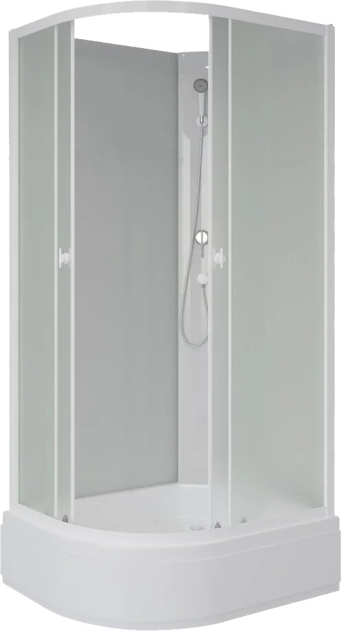 Душевая кабина Niagara Promo P90/80/26R/MT/BK стеклянная, 90x80, открытая (без крыши), с матовым стеклом, без гидромассажа, средний поддон с белым профилем