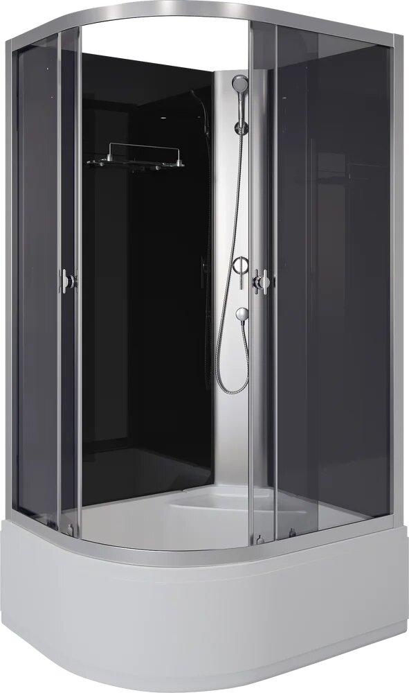 Душевая кабина Niagara Eco E110/80/40R/TN/BK стеклянная, 110x80, высокий поддон, открытая (без крыши), с сиденьем, без гидромассажа