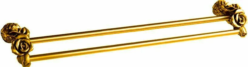 Держатель для полотенец Art&Max Роза (Rose) AM-0918-Do золотой, матовый, латунный, держатель для полотенец в ванную, двойной, круглый, в стиле ретро