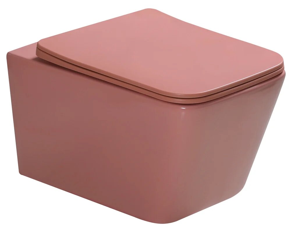 Унитаз подвесной SantiLine SL-5007P с микролифтом, безободковый, без бачка, фаянсовый, антивсплеск, прямоугольный