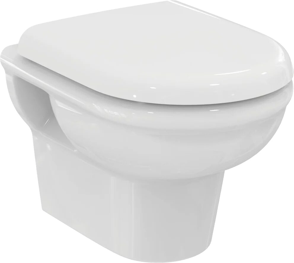 Унитаз подвесной Ideal Standard Exacto R002601 с микролифтом, безободковый, без бачка, антивсплеск, фарфоровый, белый, глянцевый, овальный, сиденье для унитаза в комплекте