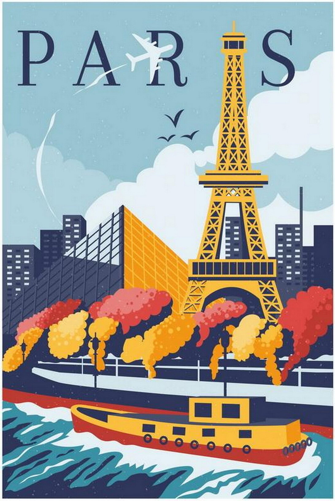 Плакат, постер Эйфелевая башня на бумаге, размер 21х30см