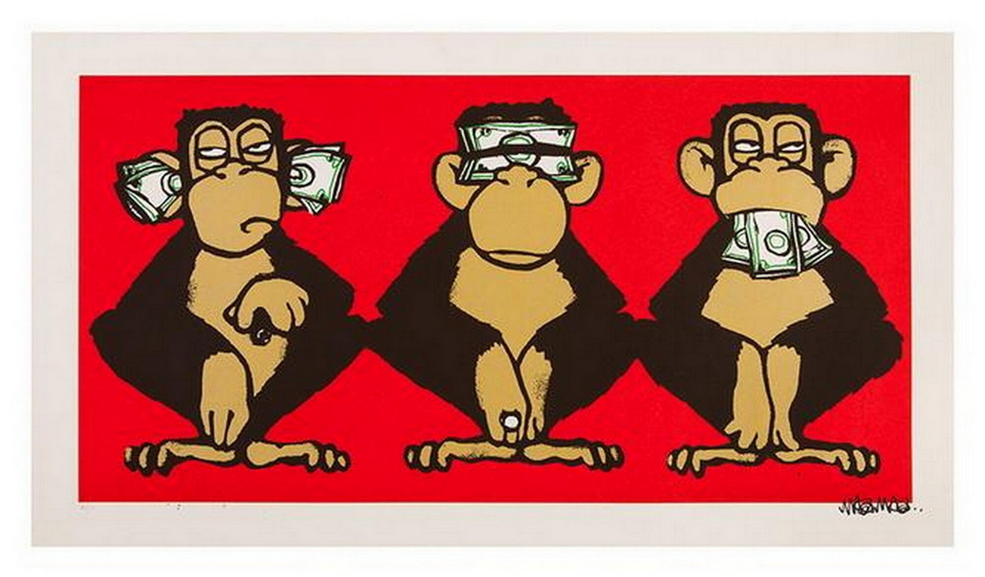 Плакат, постер не слышу, не вижу, не говорю на бумаге, размер 30х42см