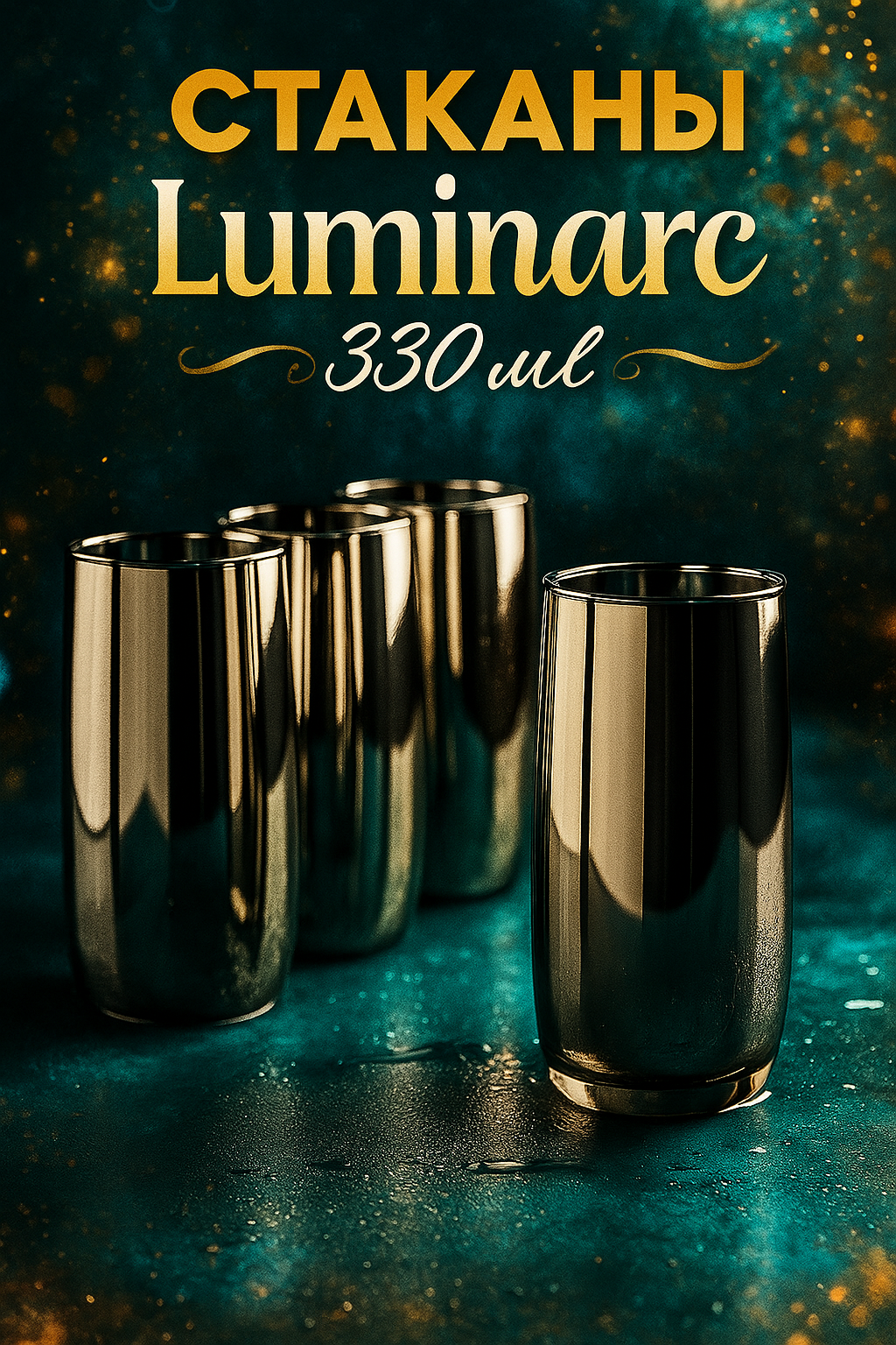 Набор стаканов Luminarc "Сияющий Графит", стекло, 330 мл, 4 шт