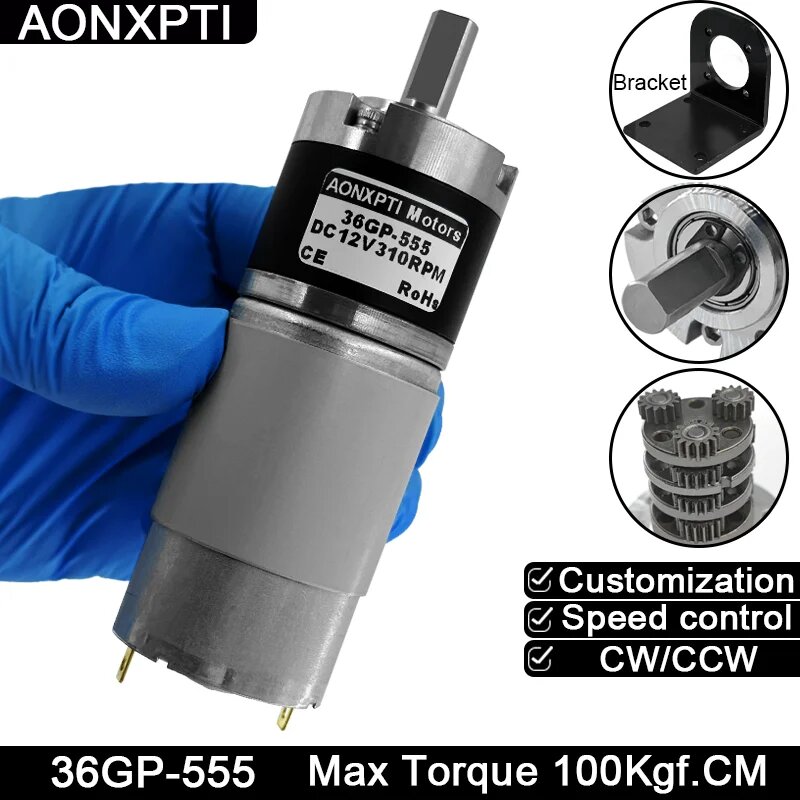 Микродвигатель постоянного тока 36-555 296RPM, Motor and Bracket, 24V D-shaft size 8mm