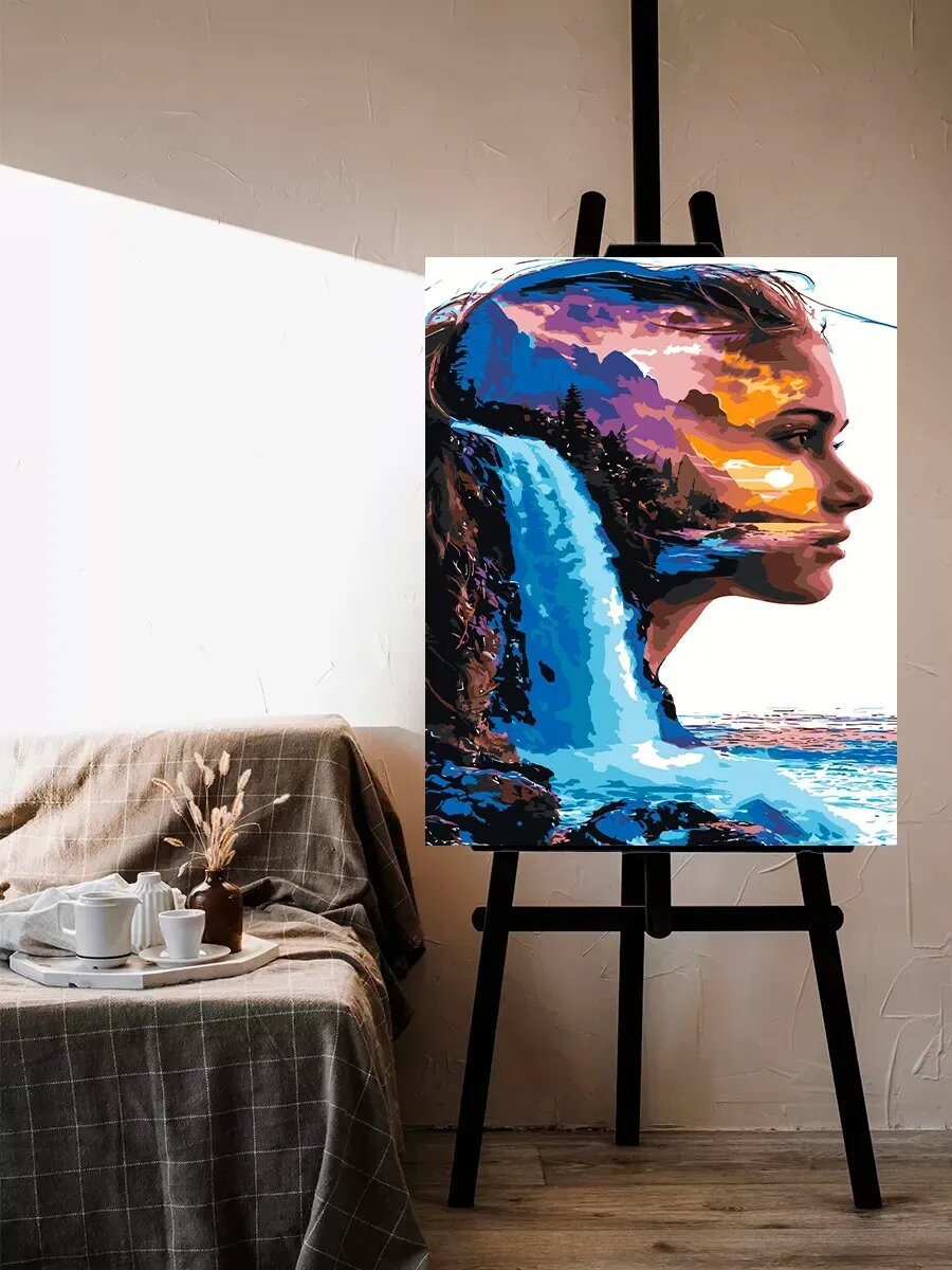 Картина по номерам Девушка Абстракция Граффити Водопад