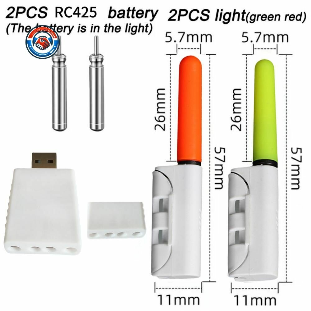 Светильник на кончик удочки для ночной рыбалки, комплект с зарядкой и батарейками, водонепроницаемый сигнализатор поклёвки, яркий LED-фонарь для поплавка, универсальный для морской и речной ловли