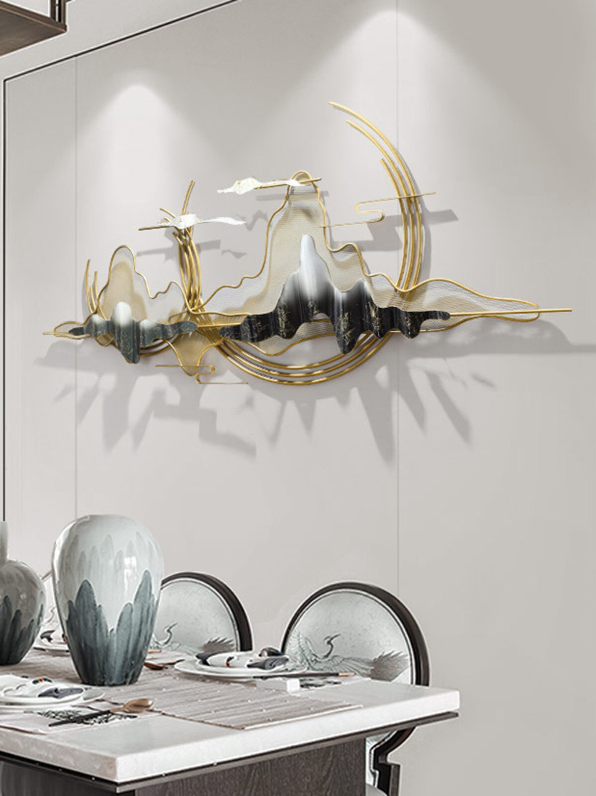 Панно на стену декоративное, декор для комнаты, панно металлическое на стену Арт-Деко 130х58см