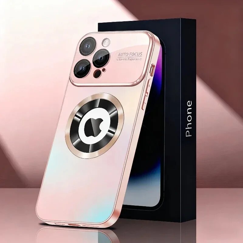Титановый магнитный чехол для Magsafe для iPhone 16, 14, 13, 12, 11, 17 Pro Max Plus, матовый защитный чехол для беспроводной зарядки Pink, For iPhone13 Pro Max
