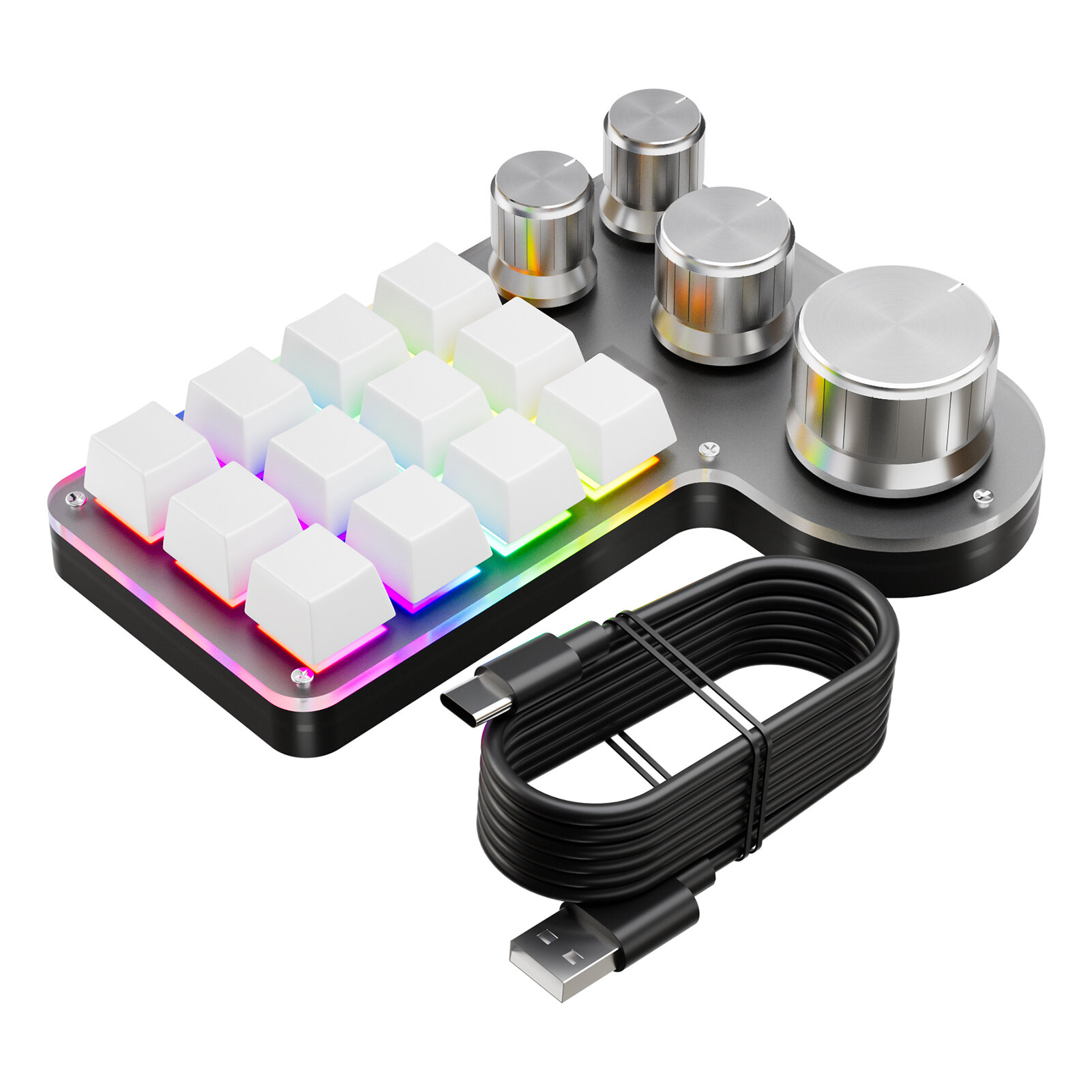 Программируемая макро-клавиатура 12-Keys 4 Рутья клавиатура игры с USB Wired+BT Dual Mode Multi-Multipurpate Shortcut Custom Клавиатура для PC Desktop