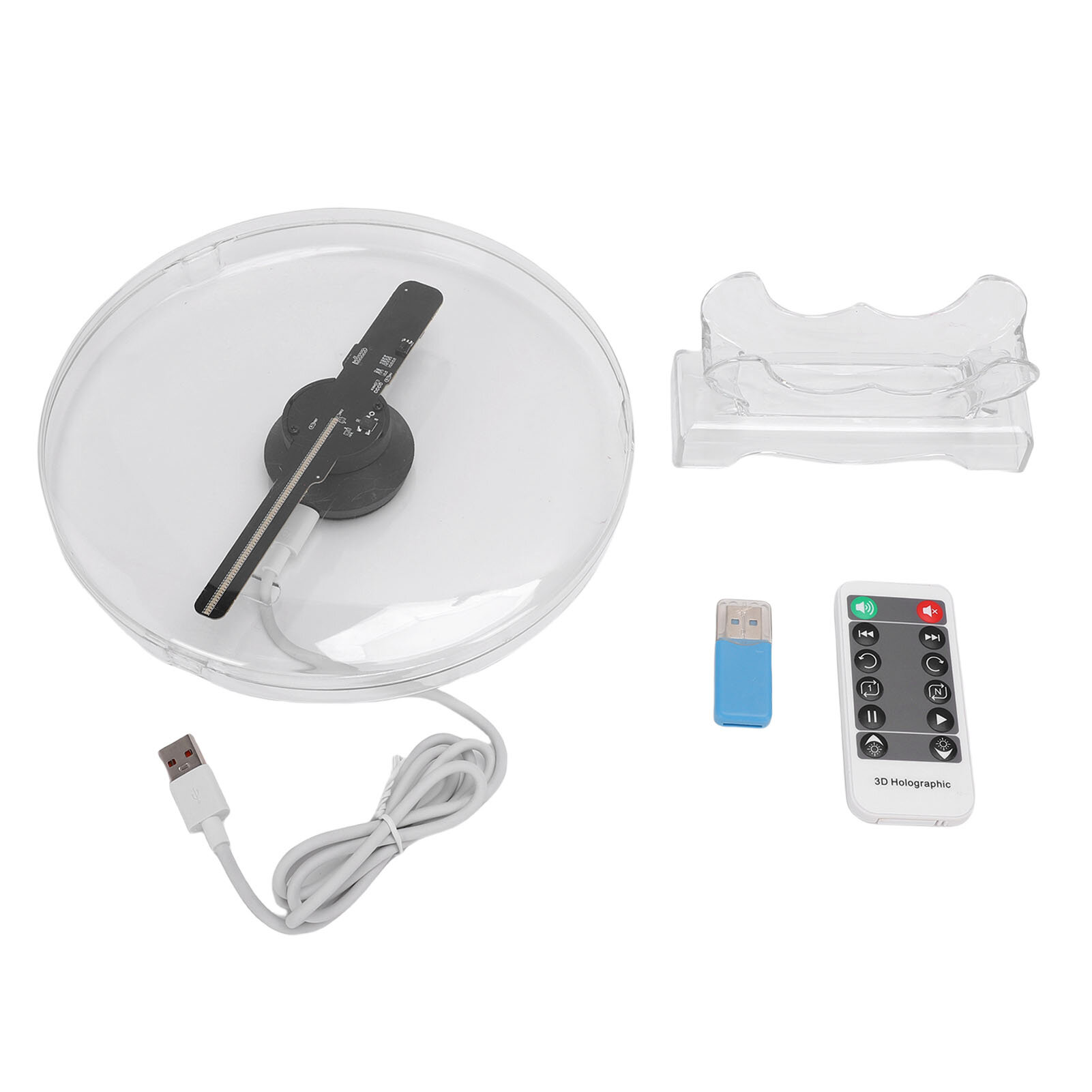 3D Hologram Fan Remote Control Advertising Display 3D Hologram Projector with 80 LED Beads Bluetooth Speaker for Commercial Store Sign Party