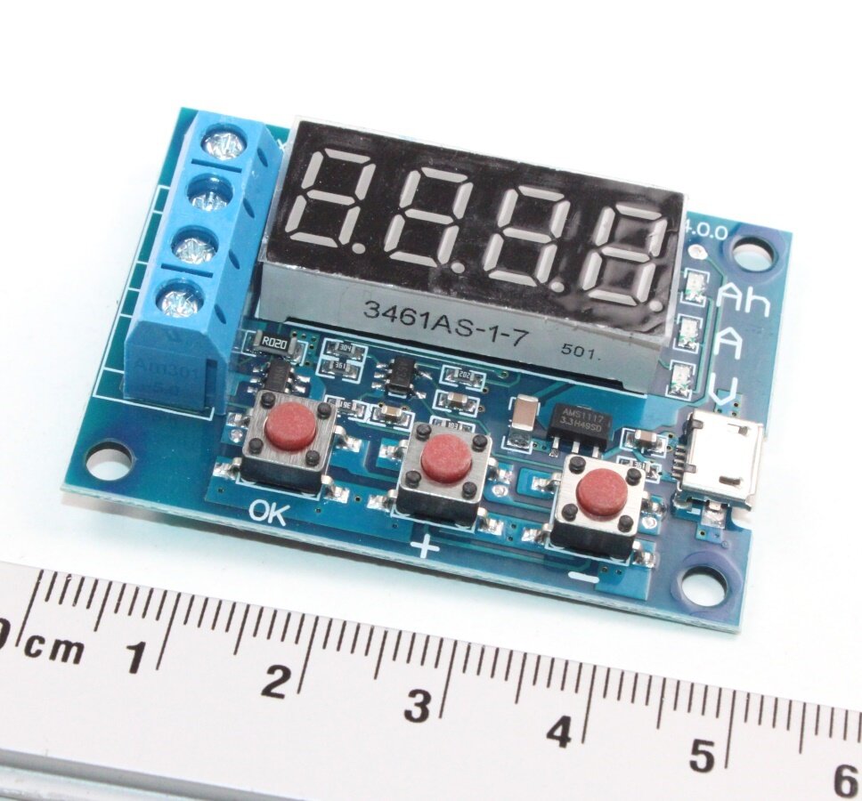 ZB2L3/HW-586 V4, Тестер ёмкости аккумуляторов, (Uпит=5VDC, MicroUSB, Uразряда=1-15VDC, до 9999Ah (1Ah = 1000mAh), Imax=3
