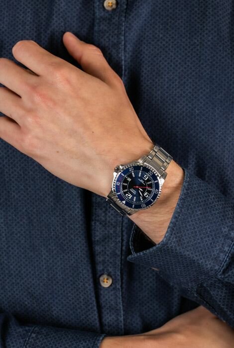 Наручные часы CASIO, серебряный, синий — фото 1