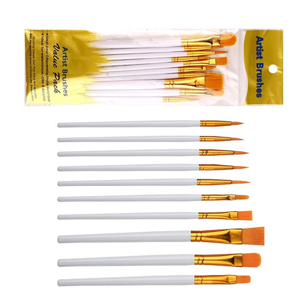 10 палочек, раскрашенных кистями-белый