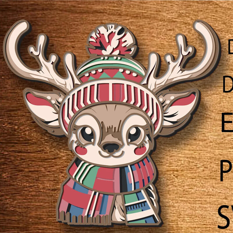 Новый продукт для трансграничной торговли: многослойный рождественский настенный декор Санта-Клауса, DIY вырезка из дерева, настенное украшение