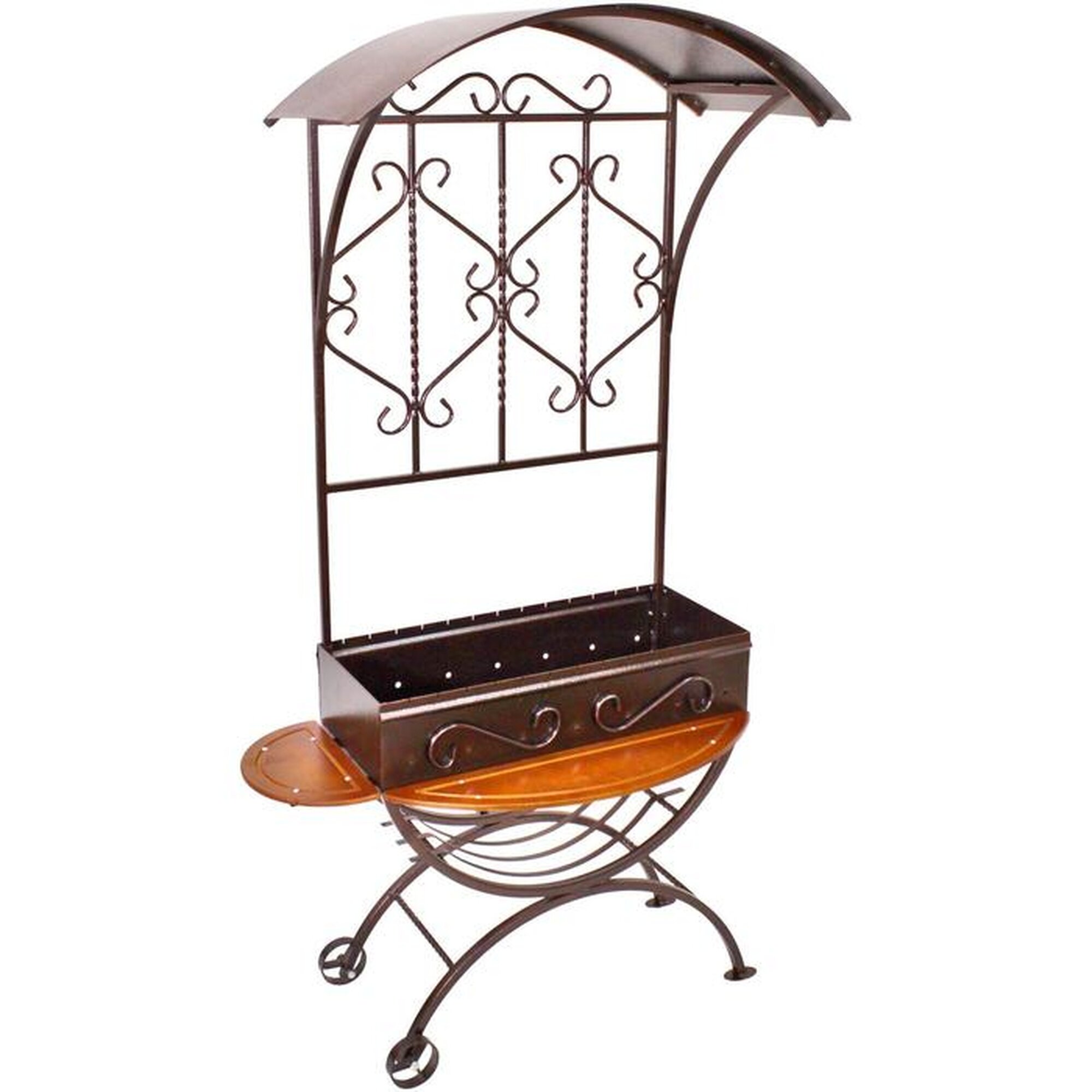 Мангал Сима-ленд "Элегант", с крышей и столиком, 96x49x180 см, коричневый