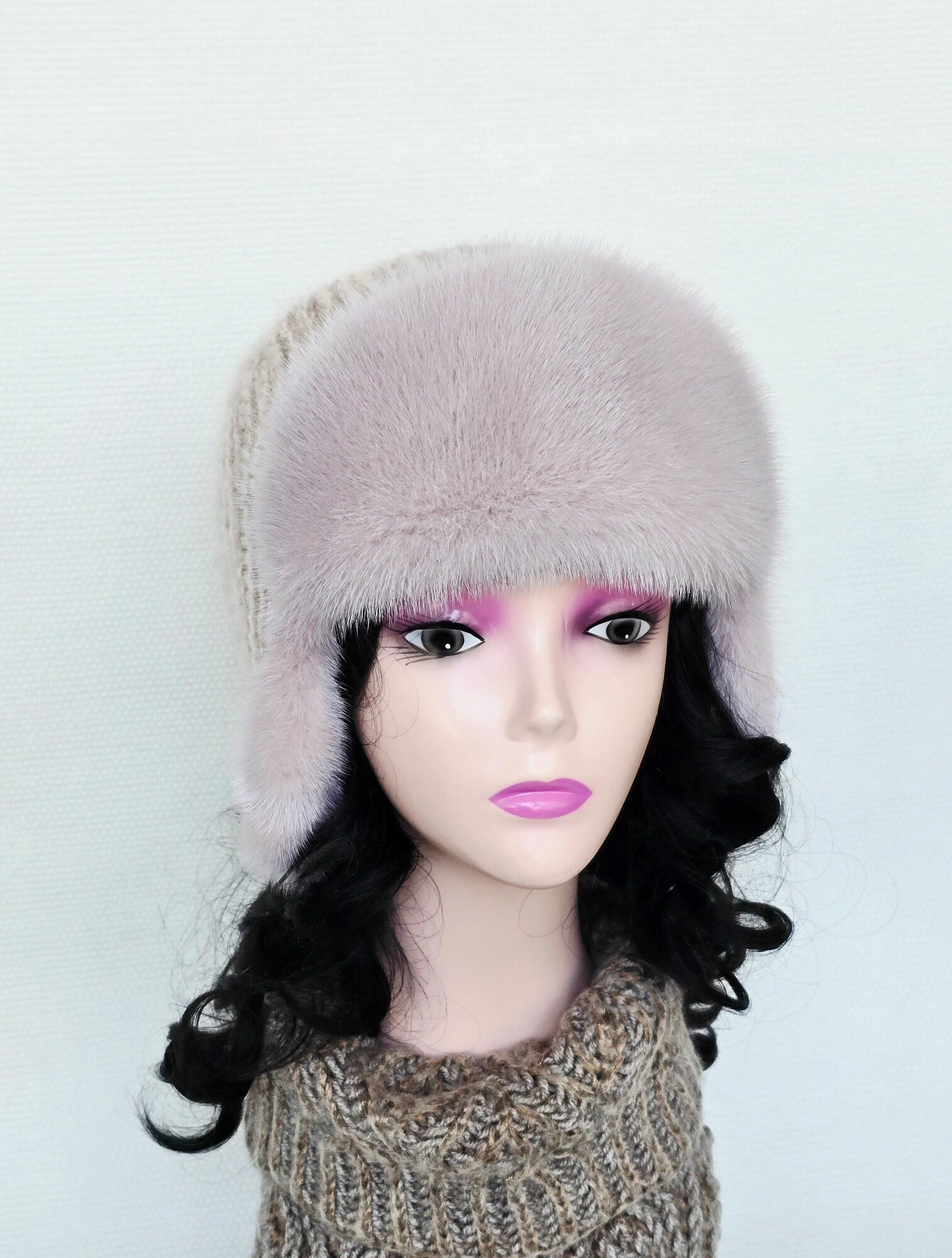 Шапка-ушанка мех норки для женщин