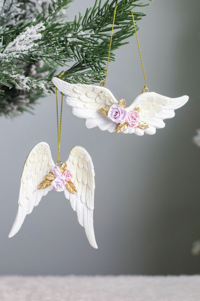 Набор ёлочных игрушек ангельские крылья - волшебный сувенир, полистоун, 13 см, 2 шт, Goodwill MC38232-набор