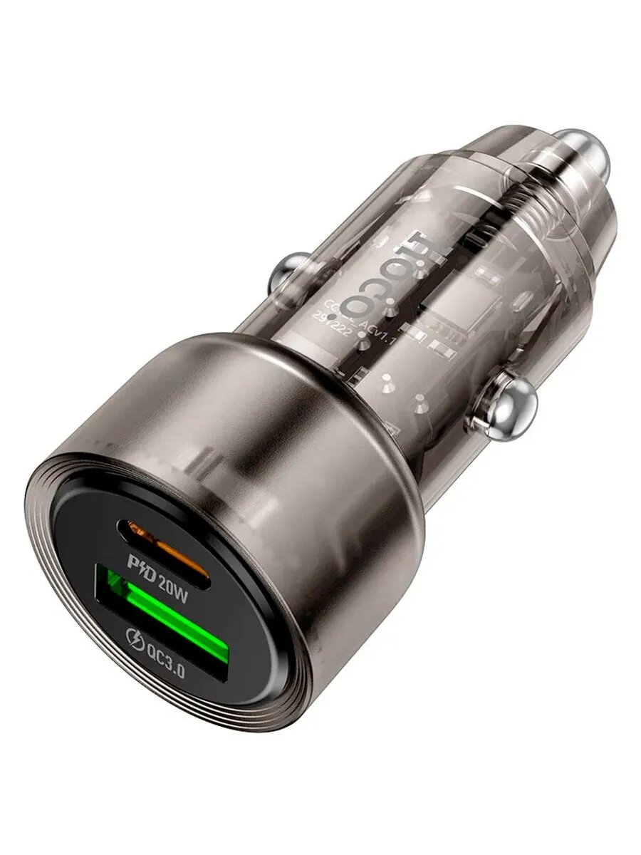 Автомобильное зарядное устройство Hoco Z52 38W (PD20W + QC3.0), черный / быстрая зарядка в прикуриватель